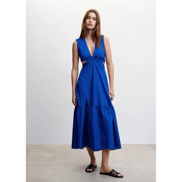 Mango | Dresses | Mango Blue Knot Dress With Openings | Poshmark